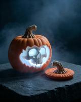 China Halloween Skull Pumpkin Ornament, Multicolor LED Light 3D Printed Holiday Decoration for sale