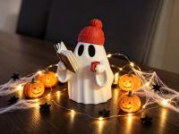 China Matte PLA Made 3D Printed Holiday Decoration, Beanie Wearing Reading Ghost Decor for Library Table Display for sale