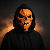 China Adult Christmas Decoration 3d Print Halloween Textured Orange Fangs Mask for sale