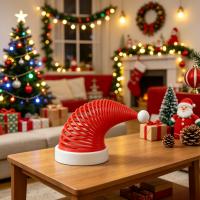 China Bendable Spiral Christmas Hat Sculpture, PLA Made 3D Printed Home Decor for Holiday Party Decor for sale