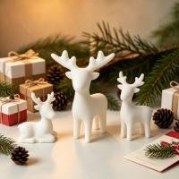 China 3 Pcs 3d Printable Christmas Ornaments Small Matte Deer Statue Decor For Desktop for sale