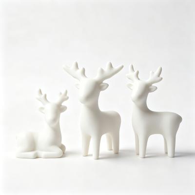 China 3 Pcs 3d Printable Christmas Ornaments Small Matte Deer Statue Decor For Desktop for sale