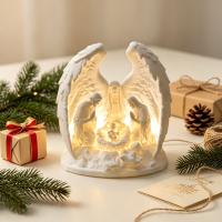 China Angel Wing 3D Printed Holiday Decoration Holy Nativity Scene Christmas Tabletop Ornament for sale