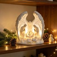 China Angel Wing 3D Printed Holiday Decoration Holy Nativity Scene Christmas Tabletop Ornament for sale