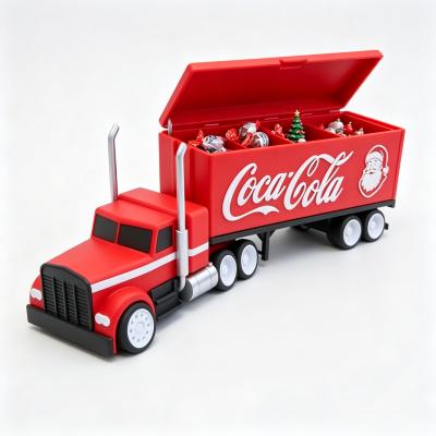 China Classic Santa 3D Printed Holiday Decoration Semi Truck Figurine Candy Storage Ornament for sale