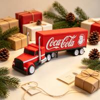 China Classic Santa 3D Printed Holiday Decoration Semi Truck Figurine Candy Storage Ornament for sale