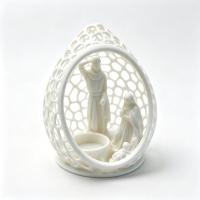 China 3D Printed Holiday Decoration‑Nativity Scene Tealight Holder, Hollow Egg‑Shaped Christmas Candle Holder for sale