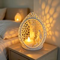 China 3D Printed Holiday Decoration‑Nativity Scene Tealight Holder, Hollow Egg‑Shaped Christmas Candle Holder for sale