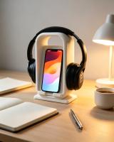 China Personalized Digital 3D Printing Rounded Frame Dual Function Phone Headphone Holder for sale