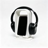 China Personalized Digital 3D Printing Rounded Frame Dual Function Phone Headphone Holder for sale