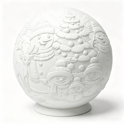 China Christmas Snowman Relief Sphere Lamp 3D Printed Art Ornament for Holiday Table Decoration for sale