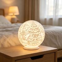 China Christmas Snowman Relief Sphere Lamp 3D Printed Art Ornament for Holiday Table Decoration for sale
