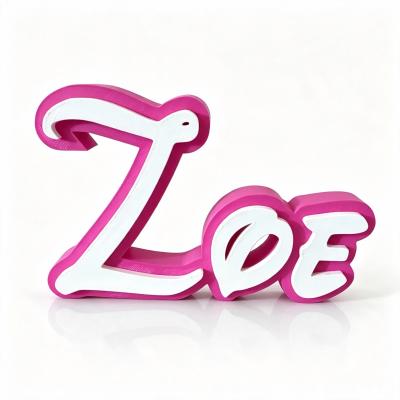 China Name Sign Custom 3d Print Order Pink Two Tone Desktop Letter Ornament for sale