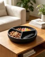 China Dark Tone 3D Printed Decor Snack Storage Glossy Divided Tray Triple Compartment for sale