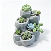 China Rock Shaped 3D Printed Decor Multi Pocket Greenery Arrangement Tiered Succulent Planter for sale