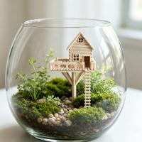 China Bonsai Succulent  3d Printed Home Decor Fairy Style Shape Micro Tree House for sale