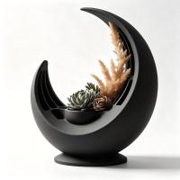 China Matte Dried Flowers 3D Printed Decor Curved Crescent Sculpture Multi Compartment Vase for sale