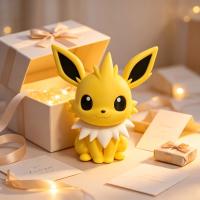 China Bright Solid Color 3D Printed Toys Sitting Pose  Jolteon Figurine For Shelf Display for sale