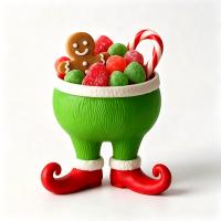 China Holiday Decoration 3D Printed Custom Whimsical Elf Leg Candy Bowl for sale