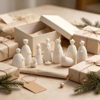 China Minimalist 3D Printed Holiday Decoration Styling Xmas Nativity Textured Figurine Set for sale