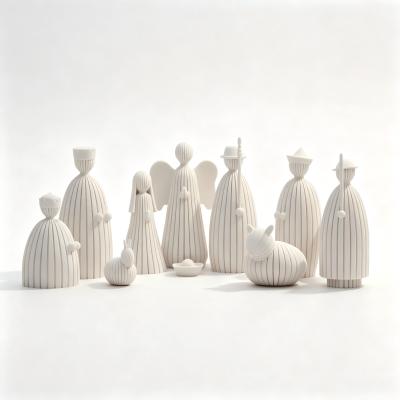 China Minimalist 3D Printed Holiday Decoration Styling Xmas Nativity Textured Figurine Set for sale