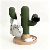 China Multi Device Holder Digital 3D Printing Cactus Shaped Custom Headphone Stand For Desktop for sale