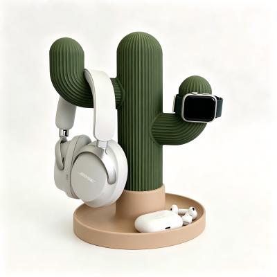 China Multi Device Holder Digital 3D Printing Cactus Shaped Custom Headphone Stand For Desktop for sale