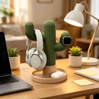 China Multi Device Holder Digital 3D Printing Cactus Shaped Custom Headphone Stand For Desktop for sale