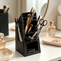 China Matte Black 3D Printed Office Supplies Desktop Multi Compartment Pen Holder for sale