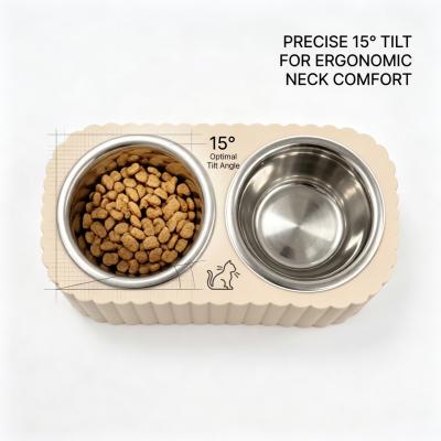 China Whisker Friendly Elevated Cat Feeding Stand Tilted Bowls Space Saving Detachable Design for Indoor Cats for sale