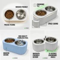 China Whisker Friendly Elevated Cat Feeding Stand Tilted Bowls Space Saving Detachable Design for Indoor Cats for sale