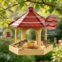 China Hanging Bird Bath Water Station Pavilion Roof Weather Resistant Outdoor Garden for Wild Birds for sale