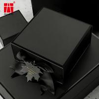 China Custom Closure Folding Black Foldable Packaging Cardboard Magnetic Gift Box for sale