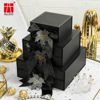 China Custom Closure Folding Black Foldable Packaging Cardboard Magnetic Gift Box for sale