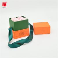 China Paper Gold Foil Box Packaging Rigid Lid And Base Bottom Gift Packaging Box With Ribbon for sale