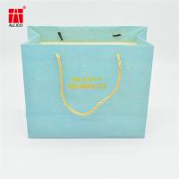 China Custom Design Ribbon Handle Blue Jewelry Cosmetic Gift Clothing Shopping Packaging Bag for sale