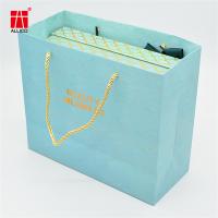 China Custom Design Ribbon Handle Blue Jewelry Cosmetic Gift Clothing Shopping Packaging Bag for sale
