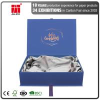 China Blue Gold Foil Logo Hair Extension Packaging Boxes Ribbon Closure for sale