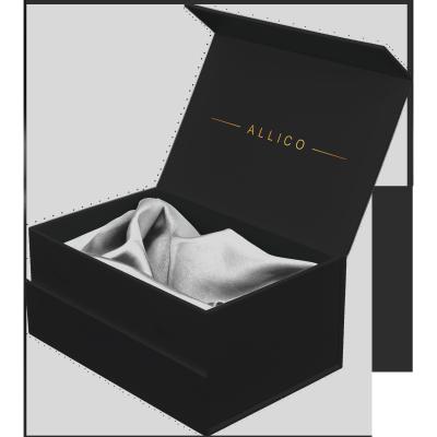 China Black 1000g Cardboard Single Bottle Wine Gift Box Magnetic Matte Lamination for sale
