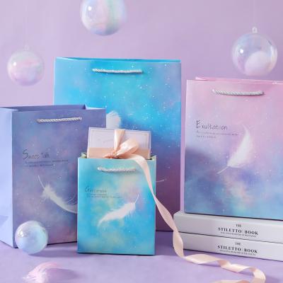 China Rectangle 14*7*15cm Recycled Paper Gift Bags For Clothes for sale