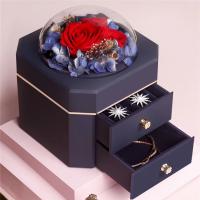 China Rose 2 Layer Drawer Jewelry Box , 1200g Clear Window Wedding Ring Case ALLICO for sale