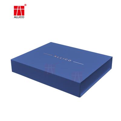 China Blue Flat Foldable Packaging Box 600-800gsm Gold Foil Logo for sale