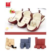 China Wedding Velvet Double Ring Box , 4.7X 4.5X 4.5CM Ring Presentation Box for sale