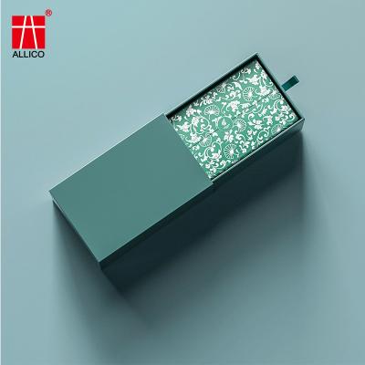 China Blue Yellow Rigid Cardboard Sliding Drawer Gift Boxes Customized Printing for sale