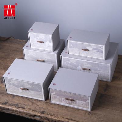 China Custom Logo UV Packaging Sliding Drawer Gift Boxes White Cardboard Gift Box for sale