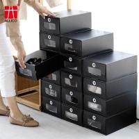 China Black Shoes Packaging Box Stackable Boxes Easy To Assemble Shoe Organizer for sale
