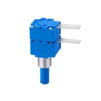 China Horizontal Rotary Potentiometer Dual Gang 100K Resistance Value Rotational Life 100000 Cycles For Home Appliance for sale