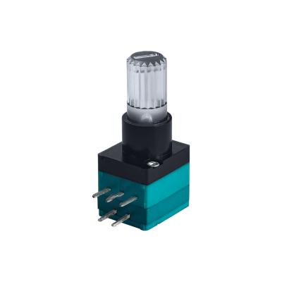 China RV97RLN0 Transpartent LED Potentiometer  Knurled Shaft Rotary Potentiometer Device With PCB Lug Terminal for sale