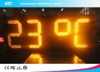 China Yellow Outdoor Led Clock Display Timer Digital Clock With Temperature Display for sale