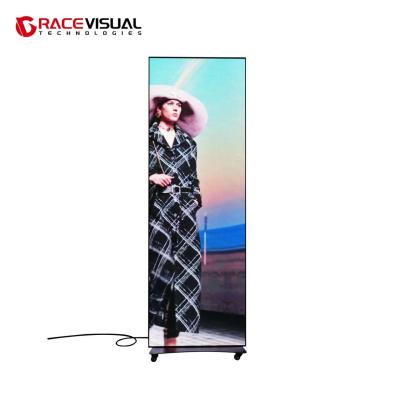 China P2.5mm Indoor LED Poster – 640x1920mm UHD Display, 3840Hz Refresh, WiFi Control, Mobile Stand with Bracket & Wheels for sale
